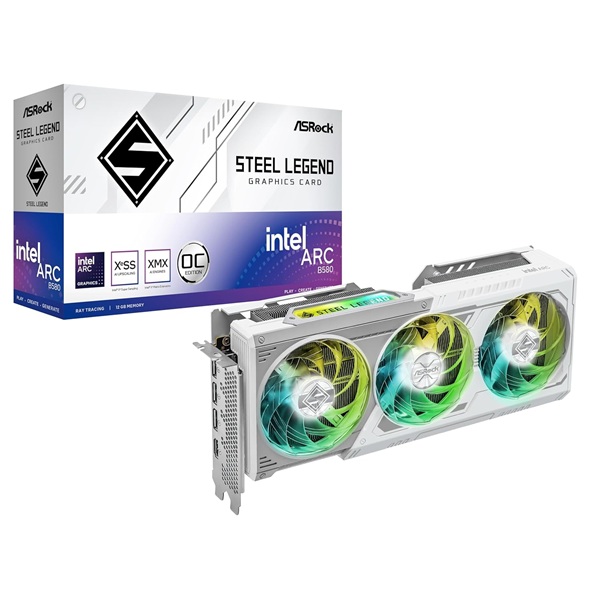 AsRock Intel Arc B580 Steel Legend 12GB GDDR6 Graphics Card - Clarion ...