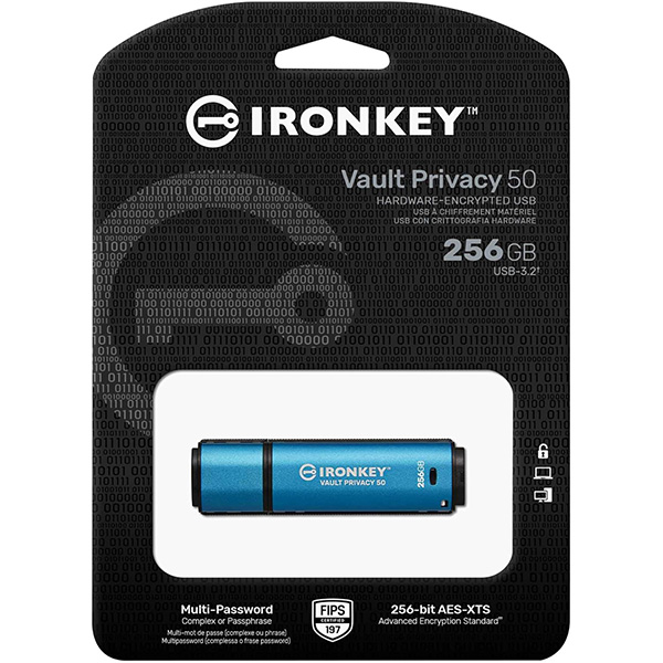 Kingston Iron Key Vault Privacy 50 256GB Encrypted USB 3.2 Gen 1 ...